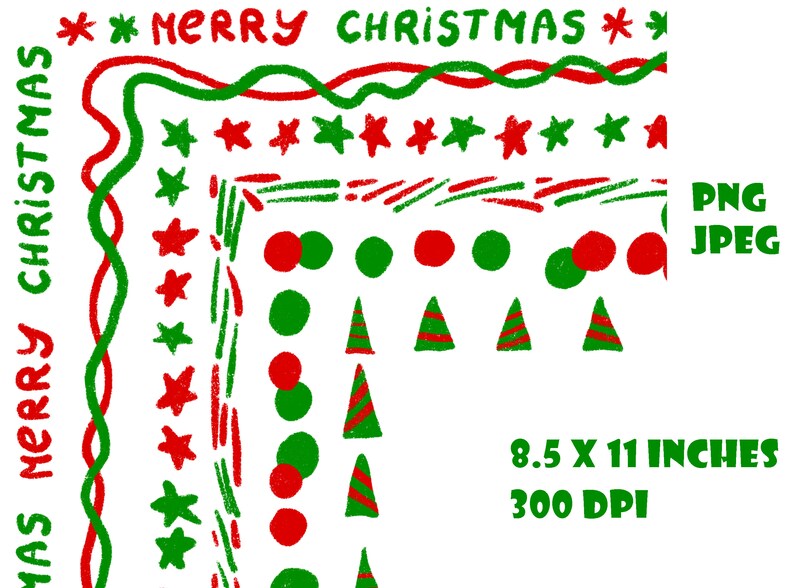 Christmas Page Borders PNG Festive Page Frames New Year - Etsy