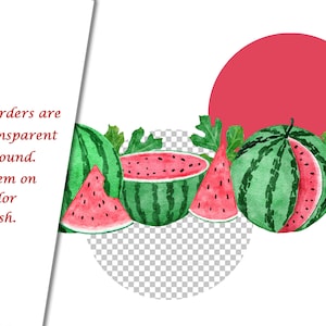Watermelon Png Seamless Borders, Digital Watercolor Summer Frames ...