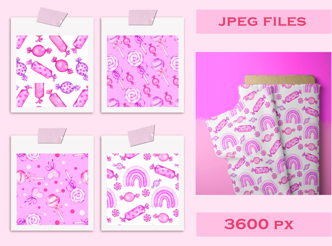 Pink Swirl Lollipop Digital Paper Girl Baby Shower Seamless | Etsy