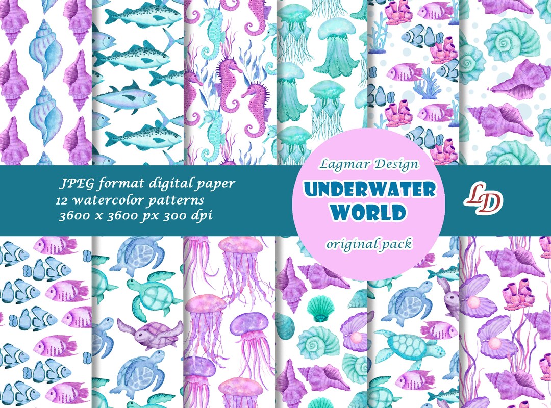 Nautical Sea Digital Paper, Beach Seamless Pattern File, Pastel ...