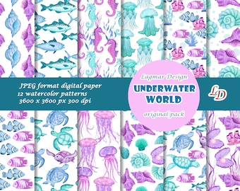 Watercolor Beach Digital Paper Summer Sea Nautical Seamless - Etsy