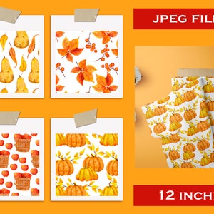 Thanksgiving Digital Paper, Fall Autumn Seamless Pattern File, Leaves ...