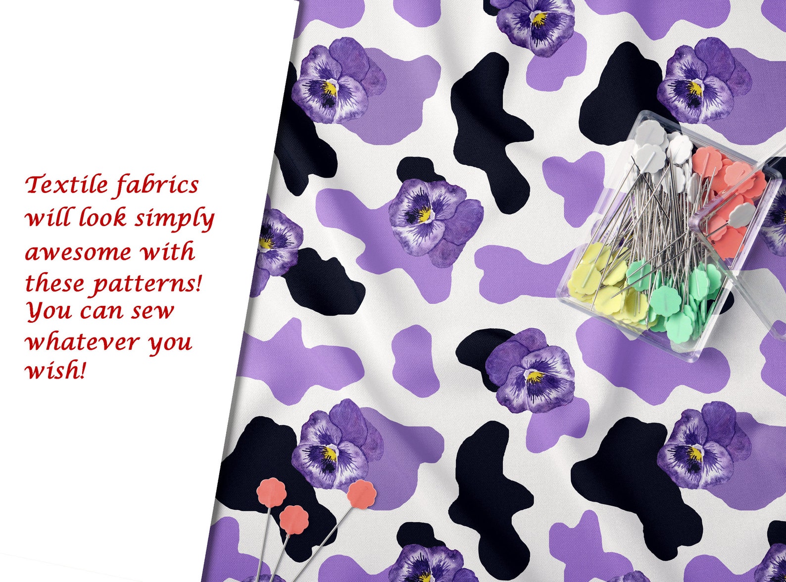 Pastel Purple Cow Print Seamless Pattern File Pansy Digital - Etsy