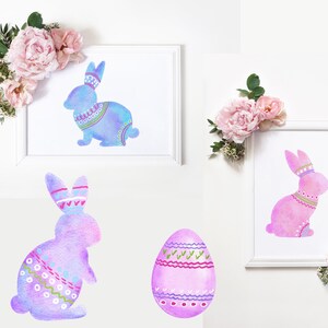 Easter Bunnies Clipart, Rainbow Rabbit Clip Art Png File, Pastel ...