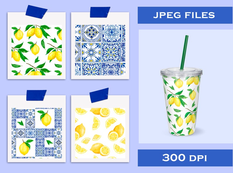 Lemon Digital Paper Summer Seamless Pattern File Citrus - Etsy