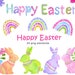 Easter Bunnies Clipart, Rainbow Rabbit Clip Art Png File, Pastel ...