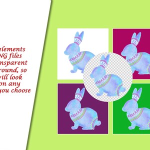 Easter Bunnies Clipart, Rainbow Rabbit Clip Art Png File, Pastel ...
