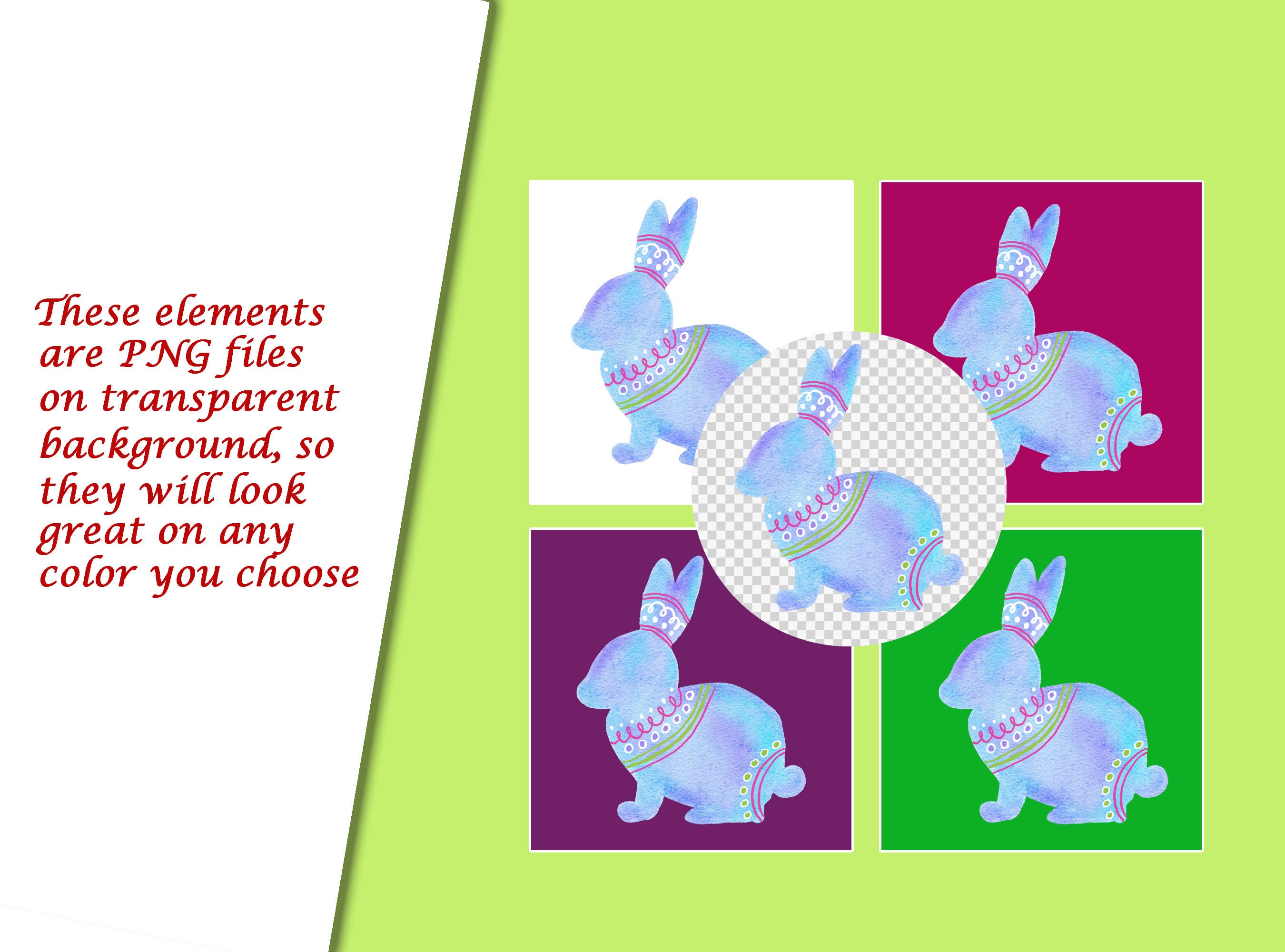 Easter Bunnies Clipart, Rainbow Rabbit Clip Art Png File, Pastel ...