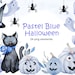 Pastel blue Halloween clipart Cute kawaii kid Halloween png | Etsy