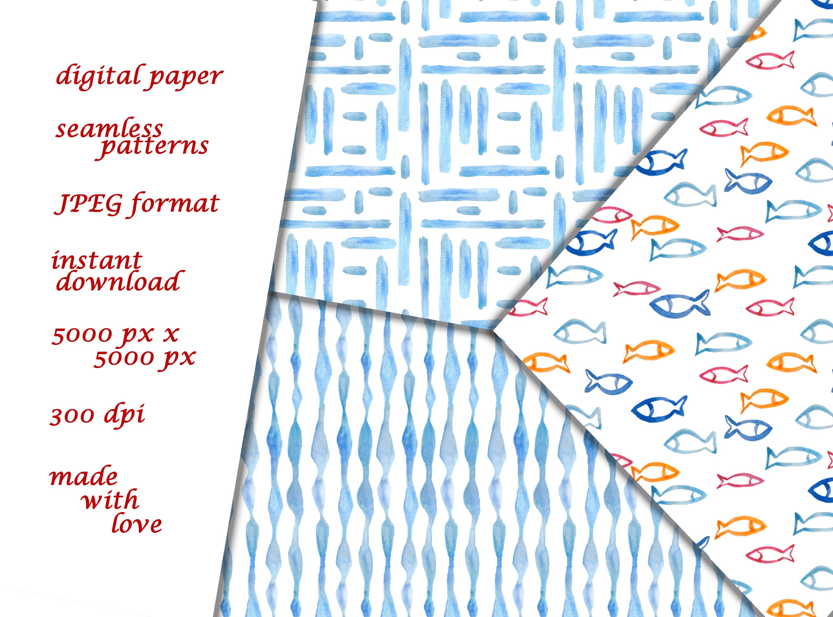 Beach Digital Paper Summer Digital Paper Nautical Seamless | Etsy