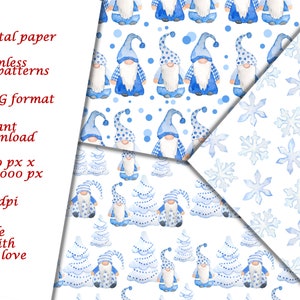 Nordic Gnomes Digital Paper, Scandinavian Seamless Pattern Files ...