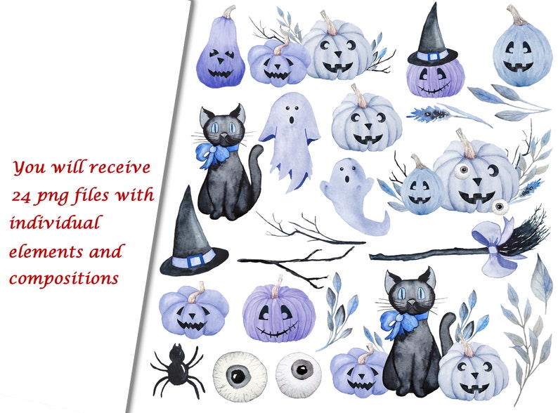 Pastel Blue Halloween Clipart Cute Kawaii Kid Halloween Png - Etsy