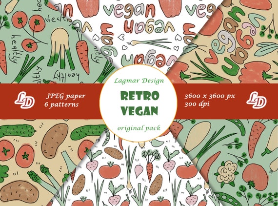 Vegan Digital Paper Vegetables Seamless Pattern File Veggies - Etsy