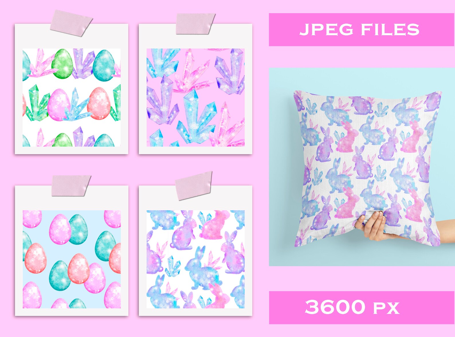 Easter Glitter Digital Paper Shiny Bunnies Seamless Pattern - Etsy
