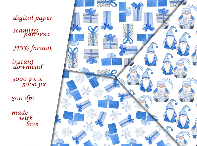 Nordic Gnomes Digital Paper, Scandinavian Seamless Pattern Files ...