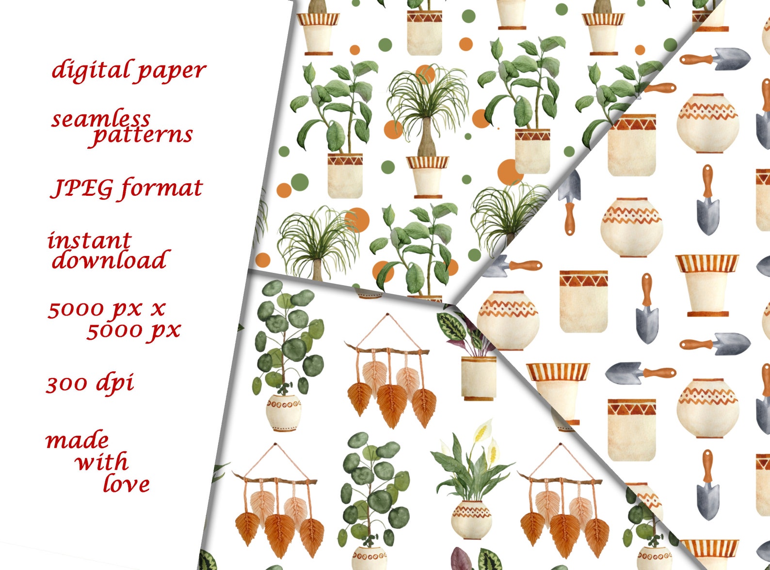 Digital Plants Paper Potted House Plants Digital Paper - Etsy
