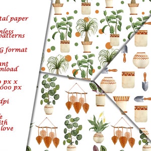 Digital Plants Paper, Potted House Plants Digital Paper, Macrame ...