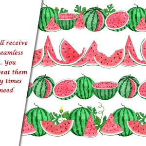 Watermelon Png Seamless Borders, Digital Watercolor Summer Frames ...