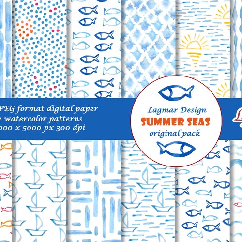 Beach Digital Paper Summer Digital Paper Nautical Seamless | Etsy