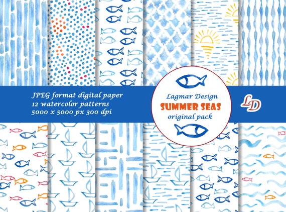 Beach Digital Paper Summer Digital Paper Nautical Seamless | Etsy