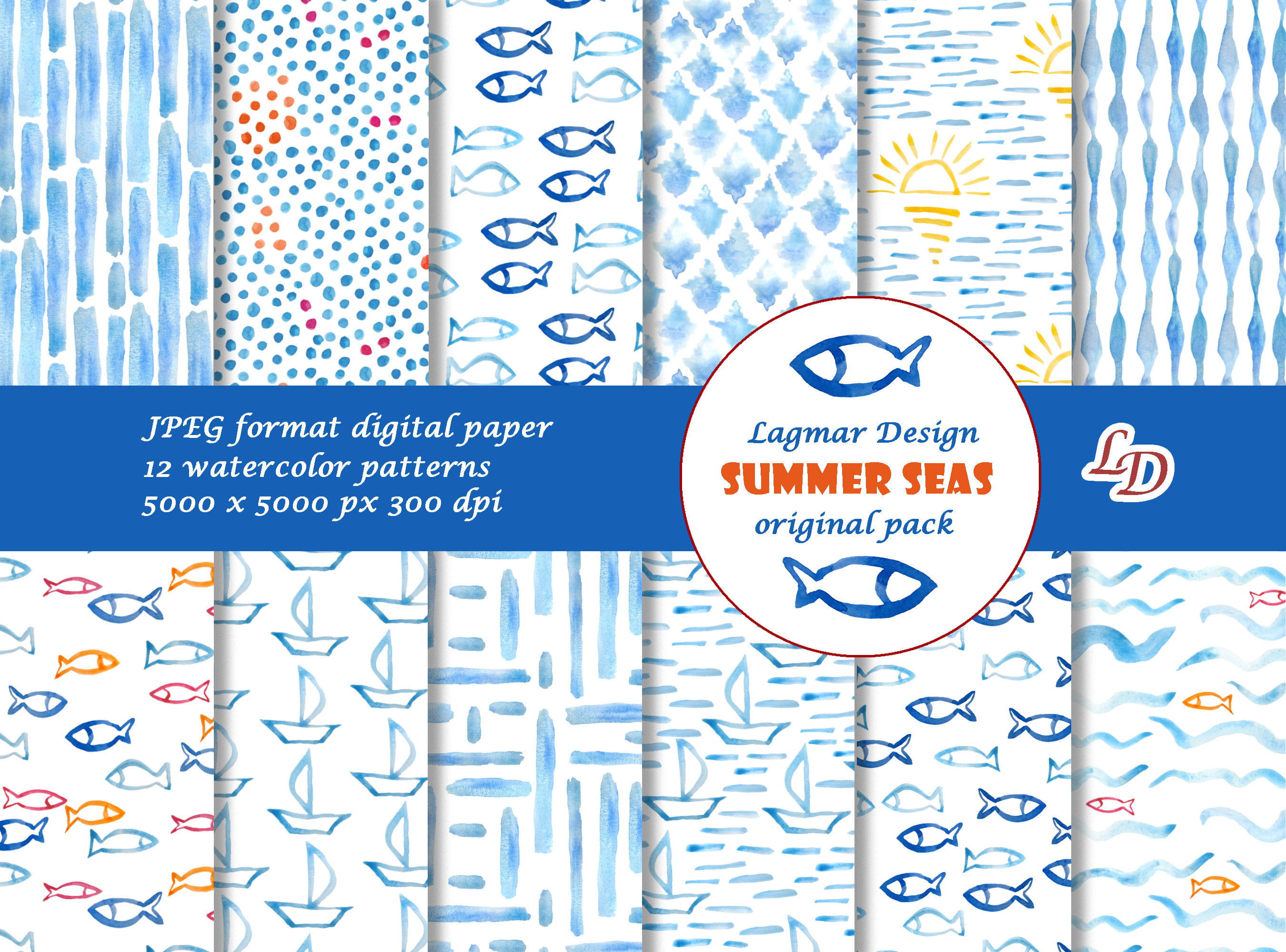 Beach Digital Paper Summer Digital Paper Nautical Seamless | Etsy