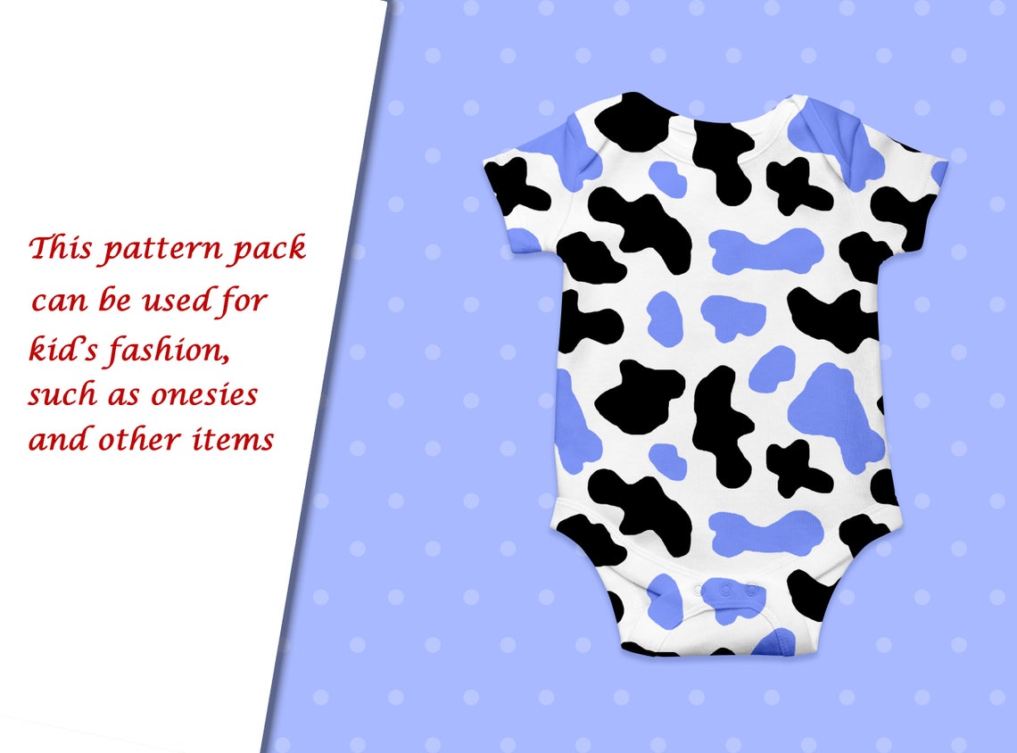 Baby blue cow print seamless pattern file summer cornflower | Etsy