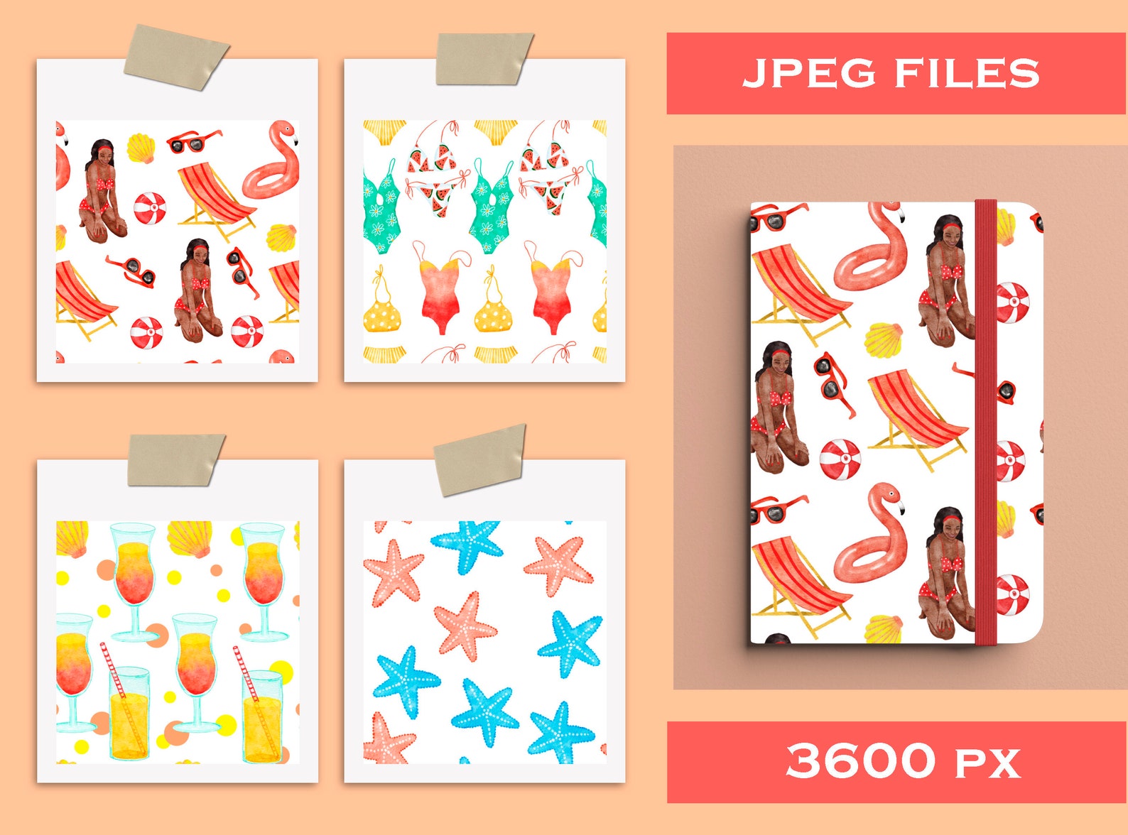 Watercolor Beach Digital Paper Summer Sea Nautical Seamless | Etsy