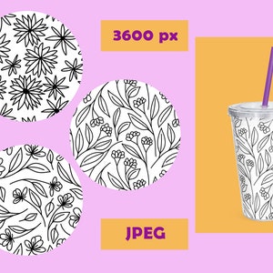 Black and White Floral Digital Paper, Flower Seamless Pattern File ...