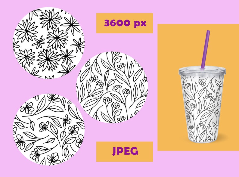 Black and White Floral Digital Paper, Flower Seamless Pattern File ...