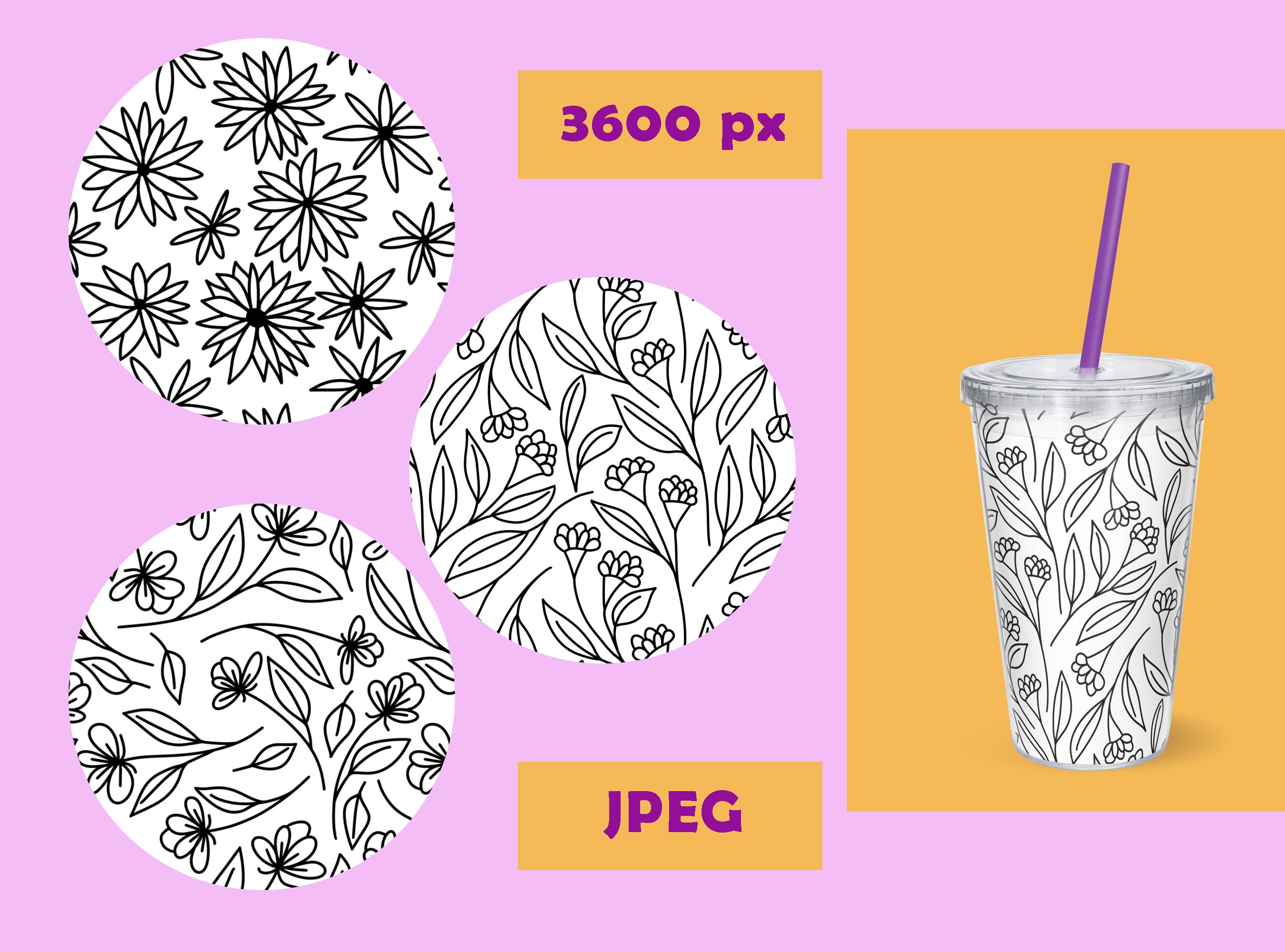 Black and White Floral Digital Paper Flower Seamless Pattern - Etsy