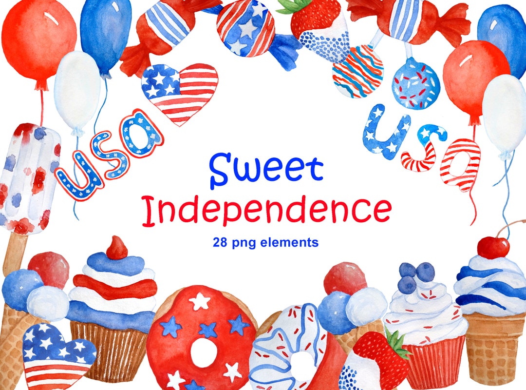 4th of July Png Clipart / Dessert Popsicle Cupcake Clipart / Patriotic ...