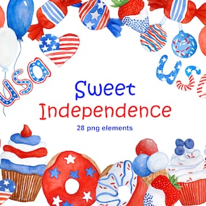 4th of July Png Clipart / Dessert Popsicle Cupcake Clipart / Patriotic ...