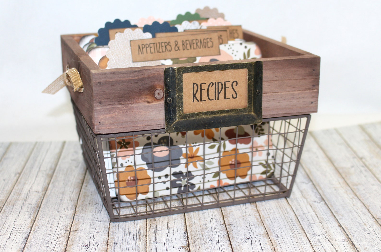 Recipe Box Basket, 4 X 6 Recipe Box, Recipe Card Box, Wooden Recipe Box ...
