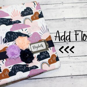 Personalized Binder, 3 Ring Binder, Boho Rainbow Fabric Covered Binder ...