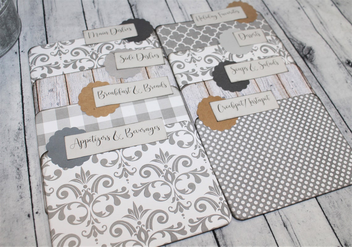 Recipe Box Farmhouse Recipe Box Gray Recipe Dividers 4 X 6 - Etsy