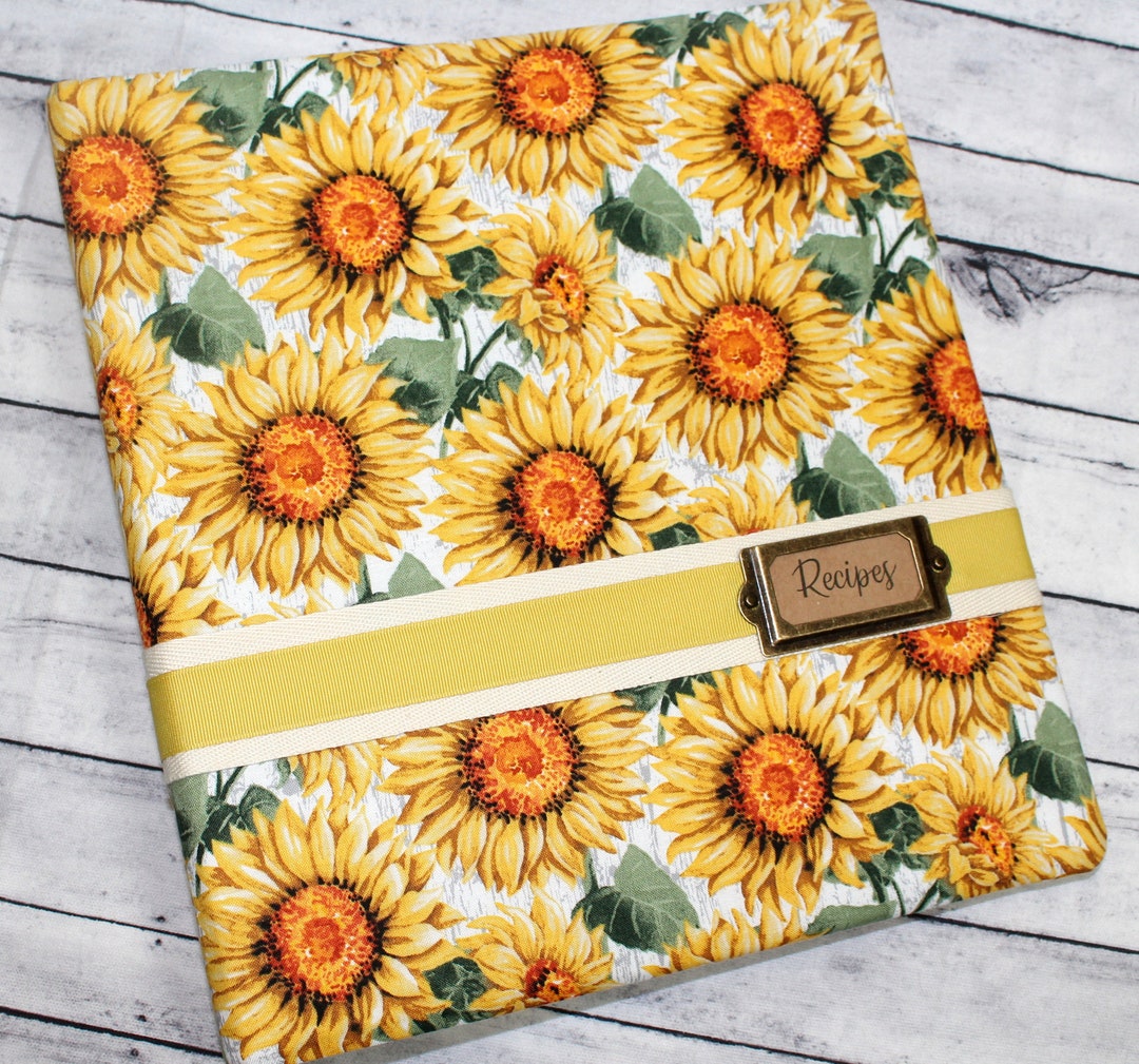 Recipe Binder, Sunflower Recipe Binder, Recipe Dividers, Rustic Recipe ...