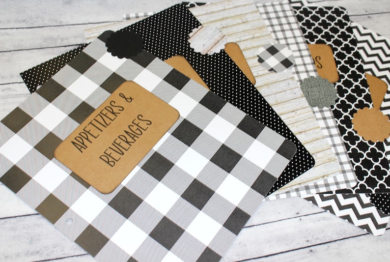 Black and White Buffalo Plaid Recipe Binder Dividers 8.5 X 11 - Etsy