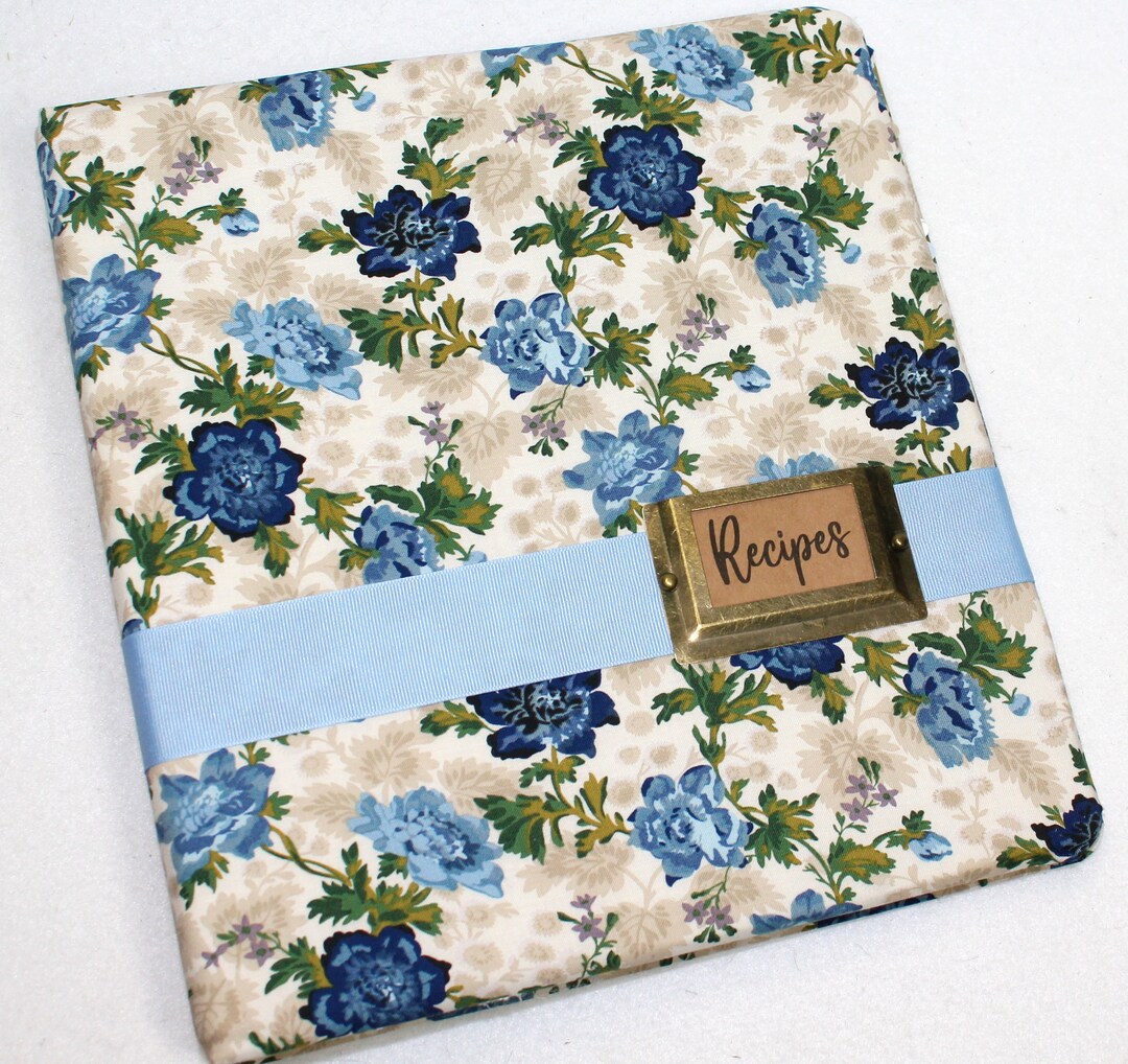 Recipe Binder, Recipe Book Binder, Recipe Binder Dividers, Blue Floral ...