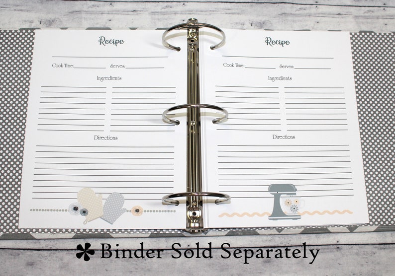 Recipe Book Pages Neutral Recipe Pages for Your 3 Ring Recipe | Etsy