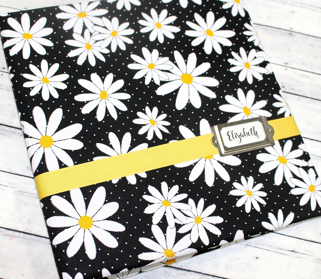 Personalized Binder, 3 Ring Binder, Fabric Covered Floral Binder, Daisy ...