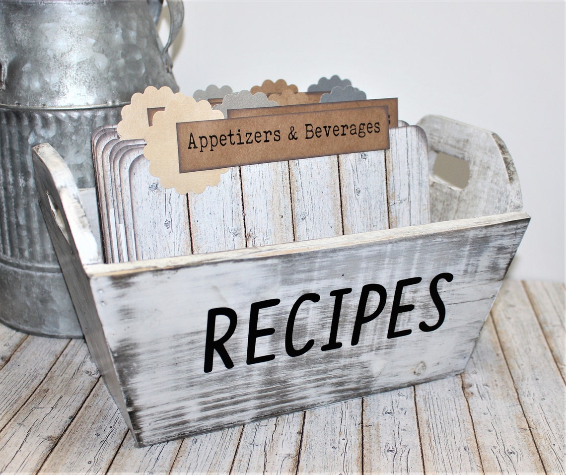 Farmhouse Recipe Box 5 X 7 Recipe Box Shiplap Wood Dividers - Etsy