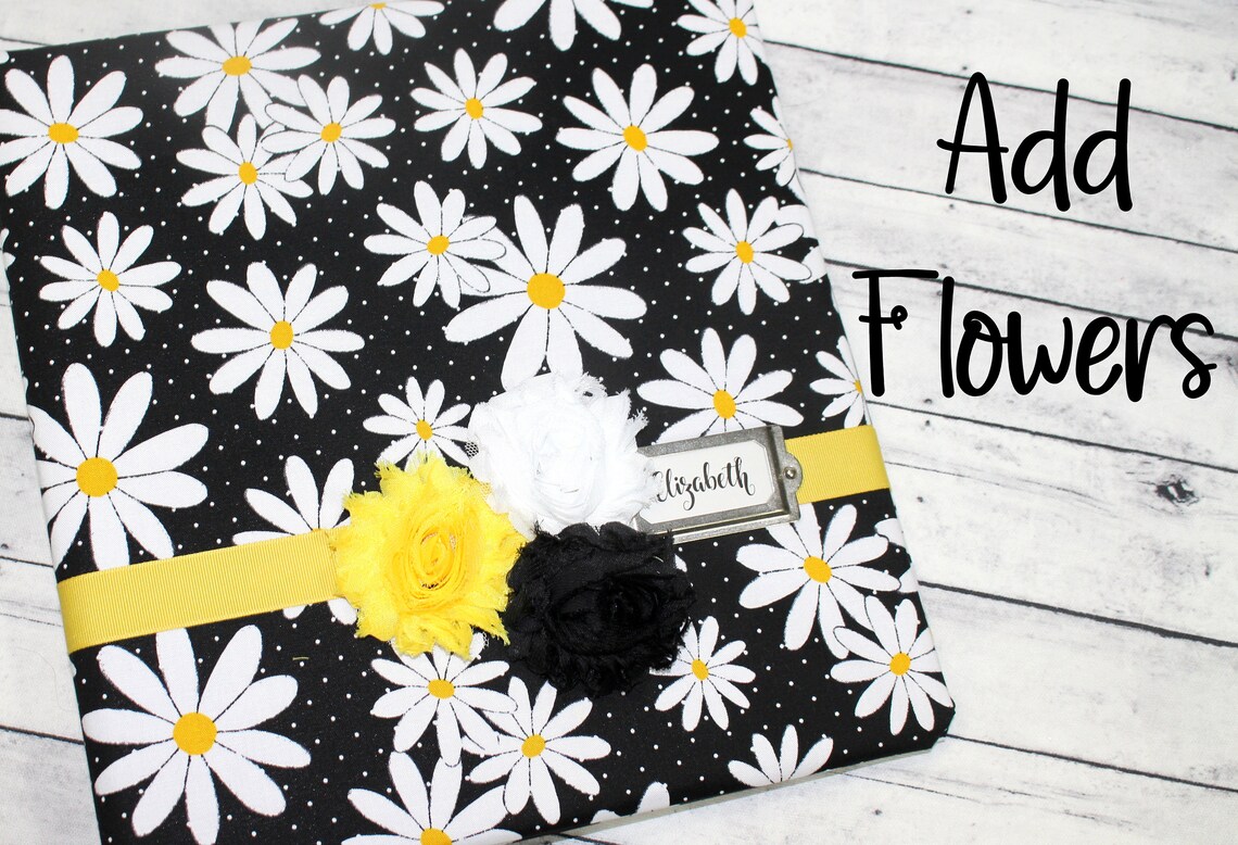 Personalized Binder, 3 Ring Binder, Fabric Covered Floral Binder, Daisy ...