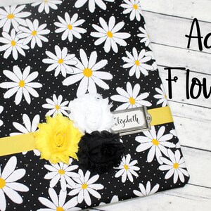 Personalized Binder, 3 Ring Binder, Fabric Covered Floral Binder, Daisy ...