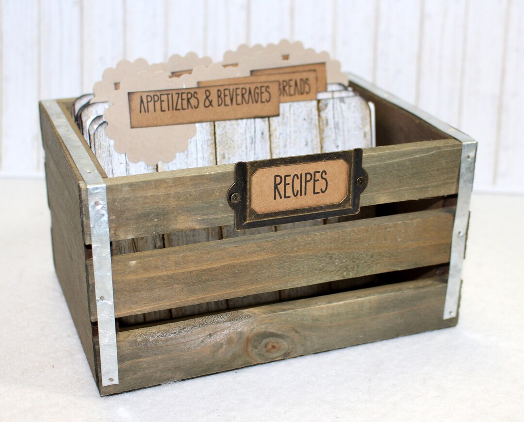 Recipe Box, Recipe Card Box, Wooden Recipe Box, Recipe Box 4 X 6, Large ...