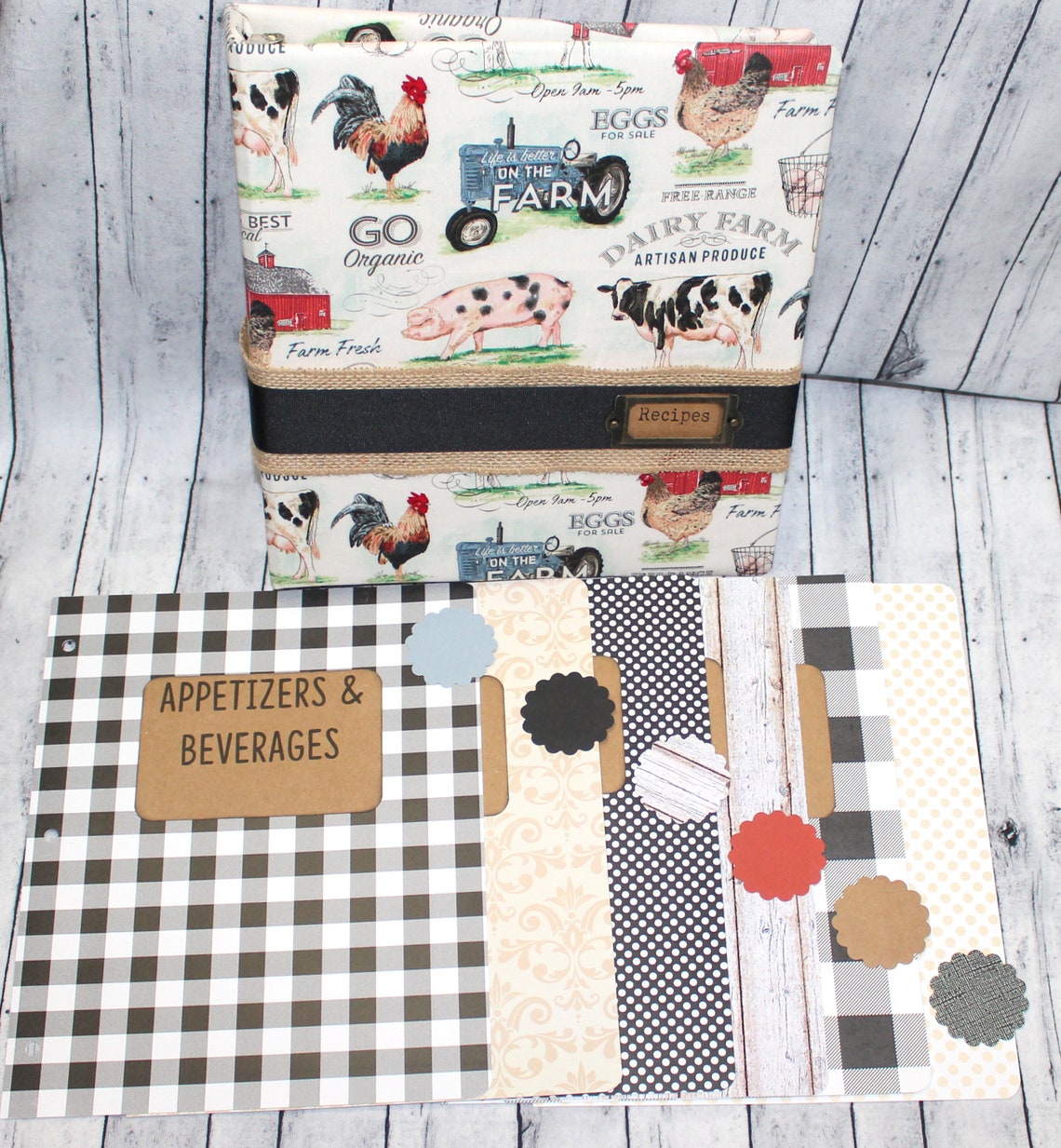 Recipe Binder, Recipe Dividers, Farmhouse Recipe Book, Rustic Recipe ...