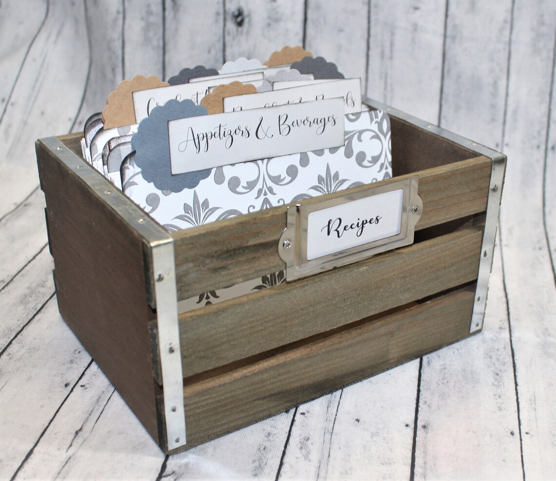 Recipe Box Farmhouse Recipe Box Gray Recipe Dividers 4 X 6 - Etsy