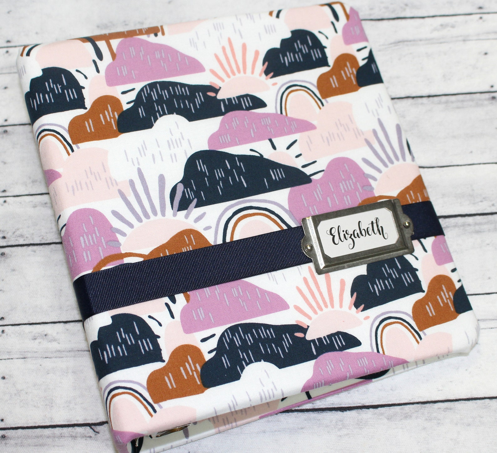 Personalized Binder, 3 Ring Binder, Boho Rainbow Fabric Covered Binder ...