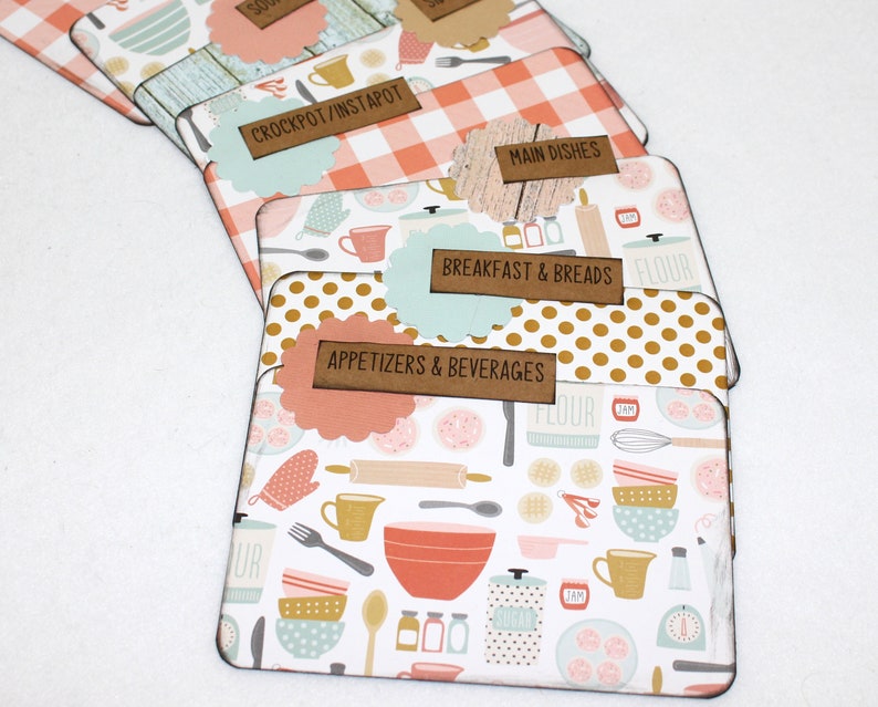Recipe Dividers, Retro Kitchen Recipe Dividers, Recipe Card Dividers, 4 ...