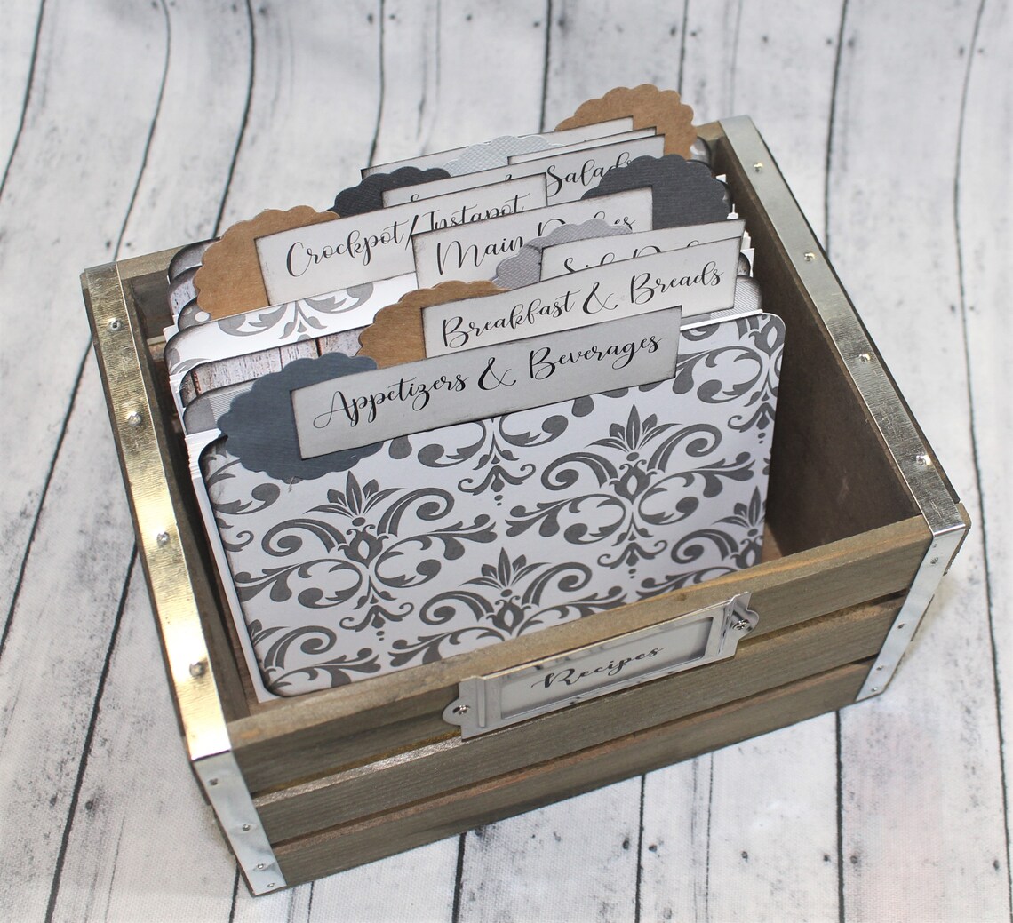 Recipe Box Farmhouse Recipe Box Gray Recipe Dividers 4 X 6 - Etsy