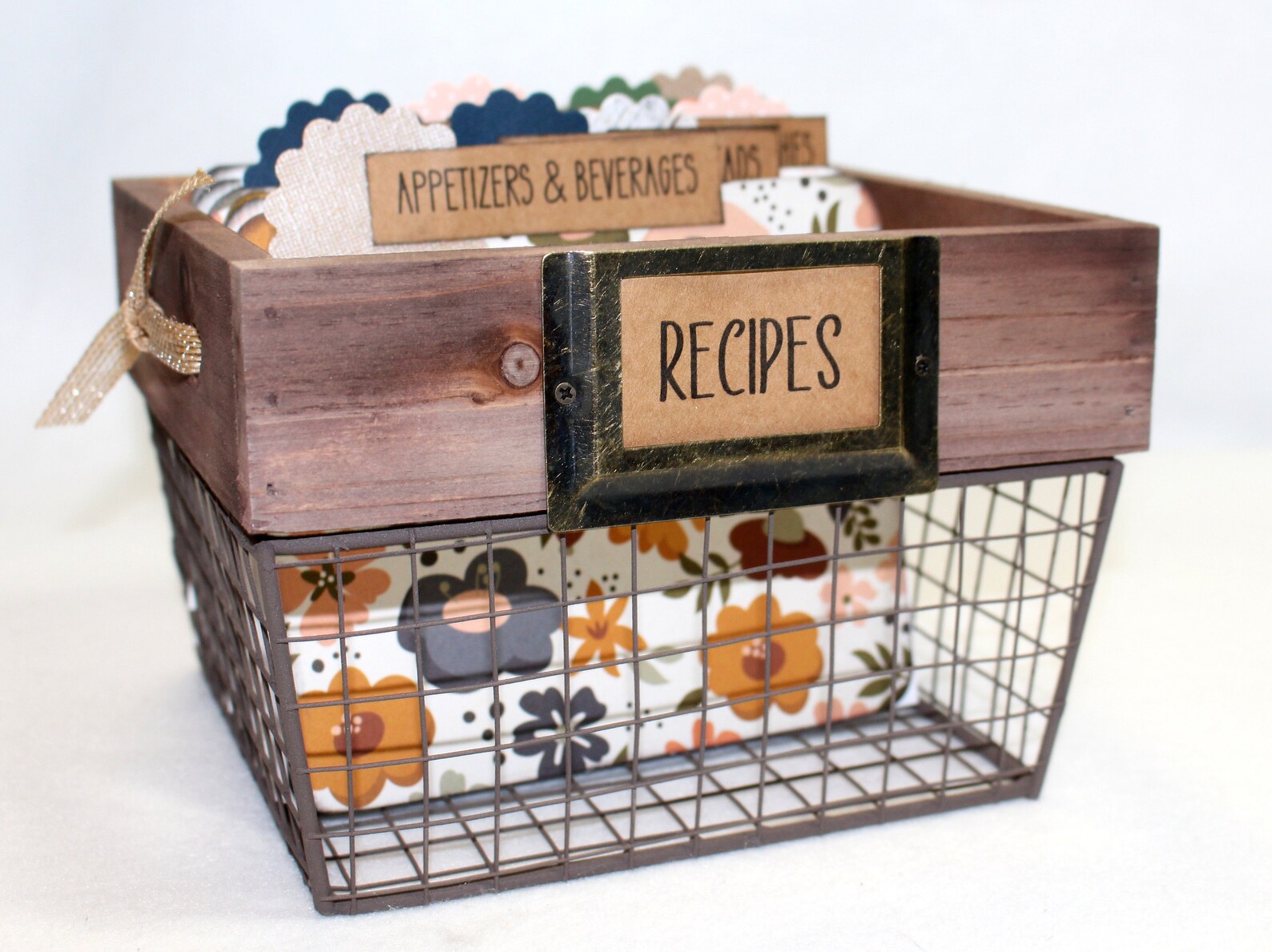 Recipe Box Basket, 4 X 6 Recipe Box, Recipe Card Box, Wooden Recipe Box ...